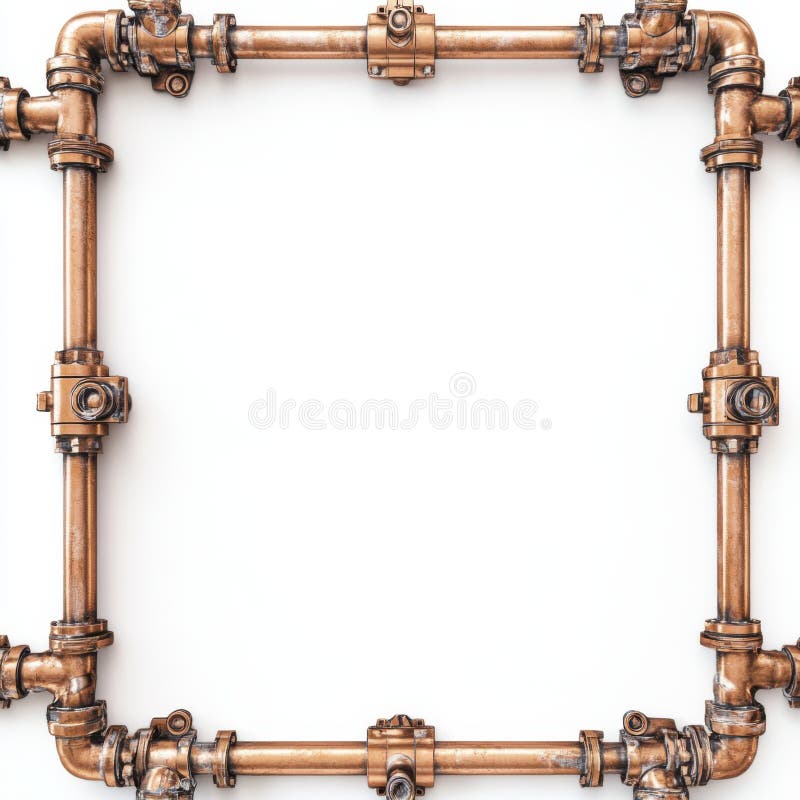 Industrial Copper Pipe Square Frame with Joints Creating a Symmetrical ...