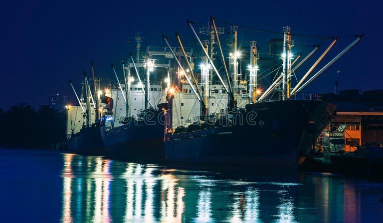 Industrial Crain Loading Container on Cargo Stock Image - Image of pier ...