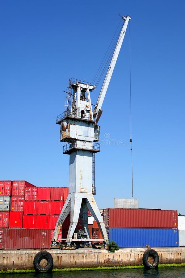 Crane on Rails Lifting Containers Editorial Stock Image - Image of work ...