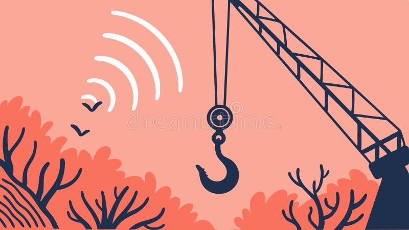 Industrial Crane Hook Above Water, Dynamic Work Scene, Vector Design ...