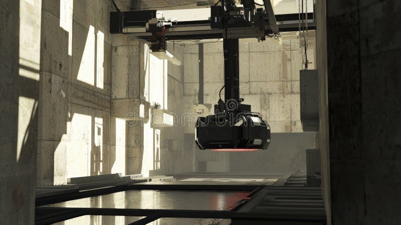 Industrial Crane Hovering in High-tech Facility Setting Stock ...