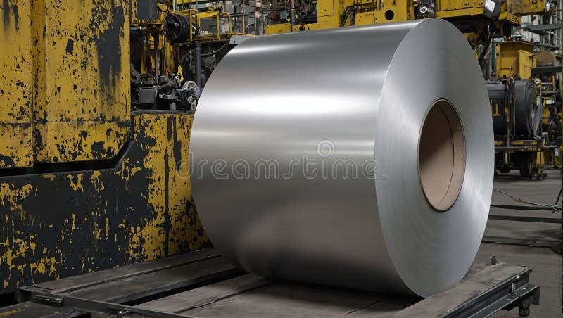 Industrial Crane Lifting Massive Steel Roll in Factory Setting Stock ...