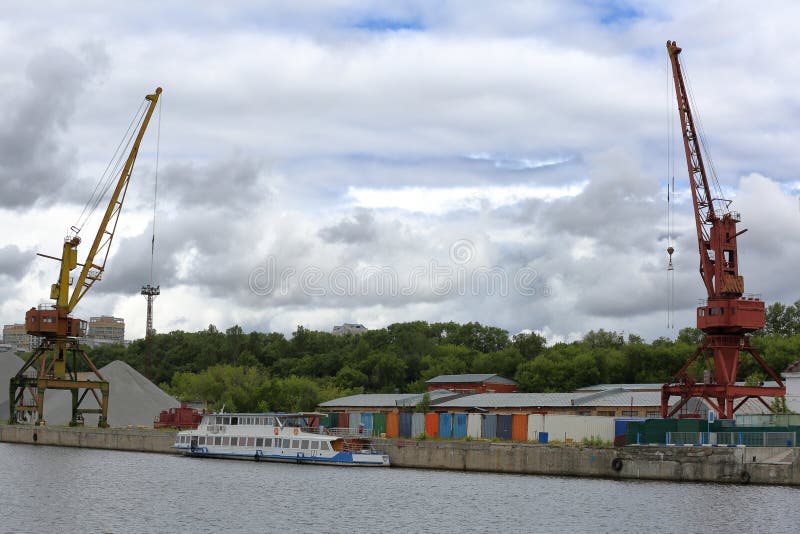 Old Industrial Crane in the River Port Stock Photo - Image of outdoor ...