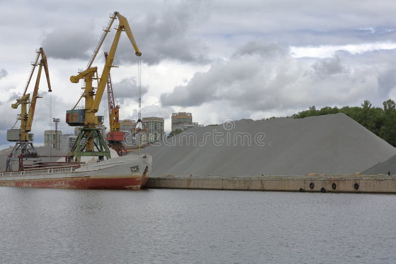Old Industrial Crane in the River Port Stock Photo - Image of coast ...
