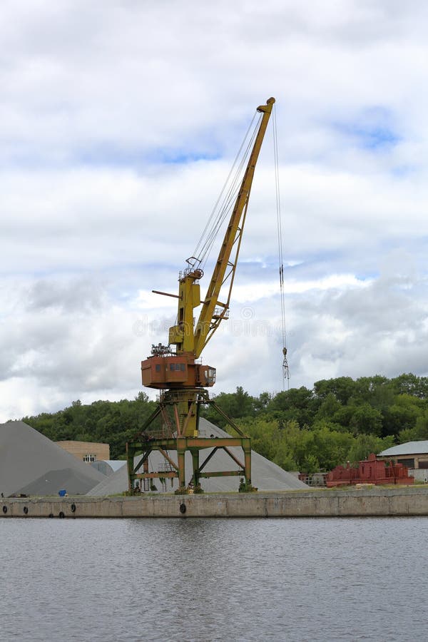 Old Industrial Crane in the River Port Stock Photo - Image of large ...