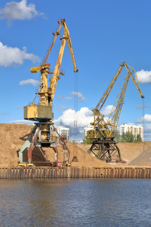 Old Industrial Crane in the River Port Stock Image - Image of coast ...
