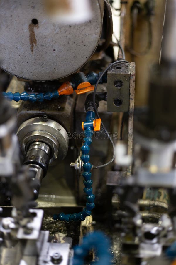 Industrial Cutting Oil Pipe of Machine in the Factory Stock Photo ...