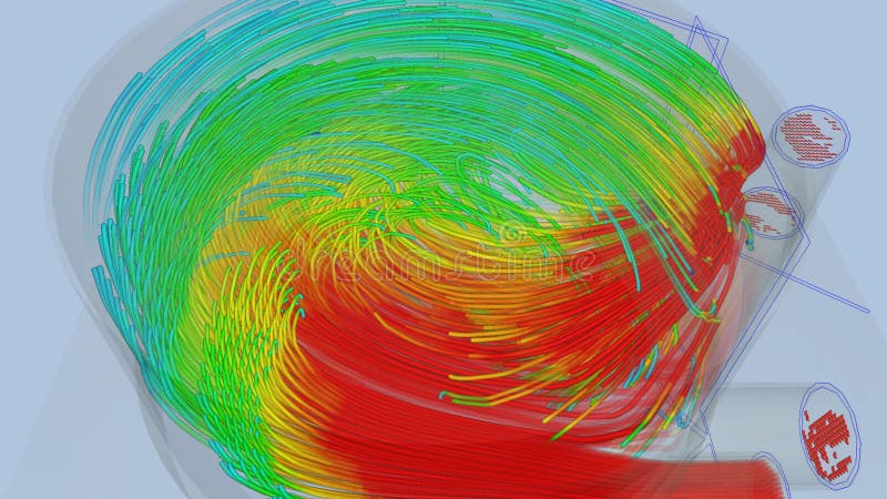 Industrial Cyclone Airflow Simulation - CFD Simulation Computational Fluid Dynamics Stock ...