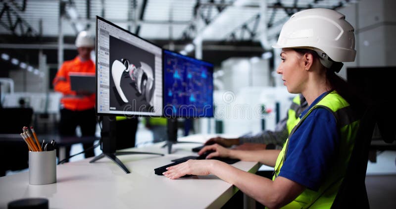 Industrial 3D Cad Model on PC Stock Illustration - Illustration of ...