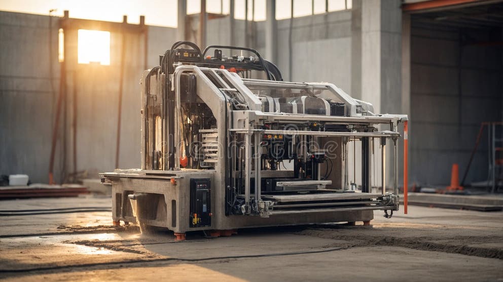 Industrial 3D Concrete Printer Building Foundation Structure Stock ...