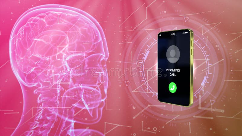 Holo Human Head Image with Calling Phone, Brain Harm by Mobile ...
