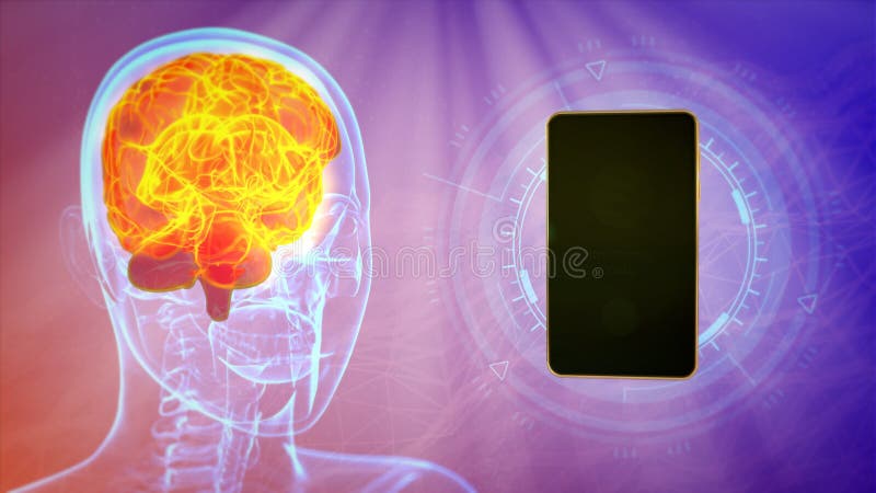 X-ray Human Head Image Cell Phone, Brain Damage by 5g Communication ...