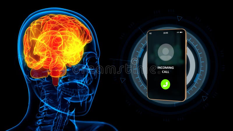 Industrial 3D Illustration - Rontgen Human Head Image with Calling ...