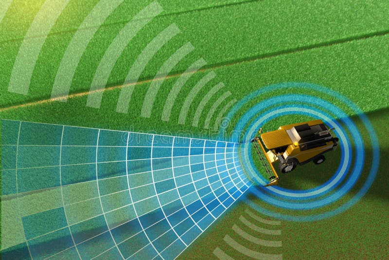 Industrial 3D Illustration of Self Driving, Unmanned, Autonomous Grain ... Industrial 3D Illustration of Self Driving, Unmanned, Autonomous Grain ...