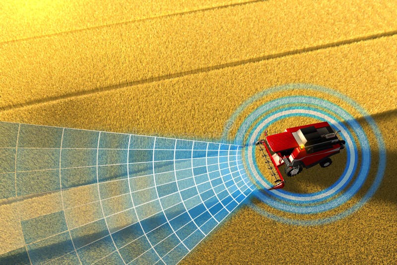 Industrial 3D Illustration of Self Driving, Unmanned, Autonomous Wheat ... Industrial 3D Illustration of Self Driving, Unmanned, Autonomous Wheat ...