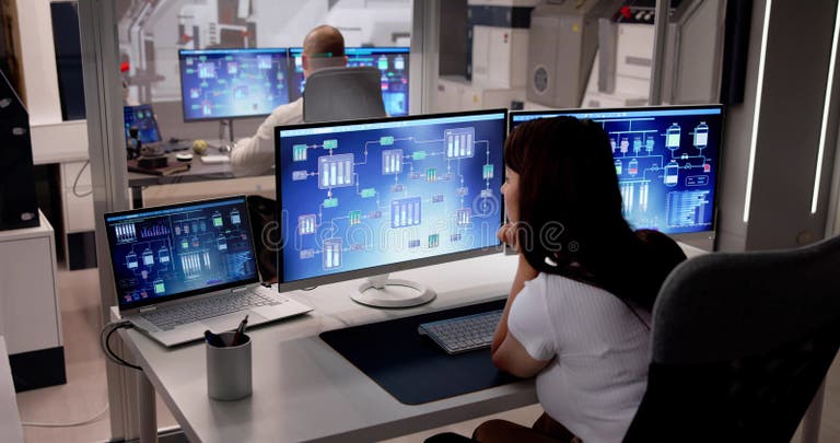 Industrial Data Automation System on Computer Stock Photo - Image of workers, operator: 294191978