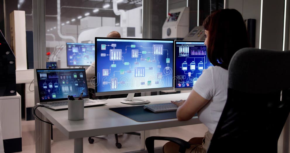 Industrial Data Automation System on Computer Stock Image - Image of ...