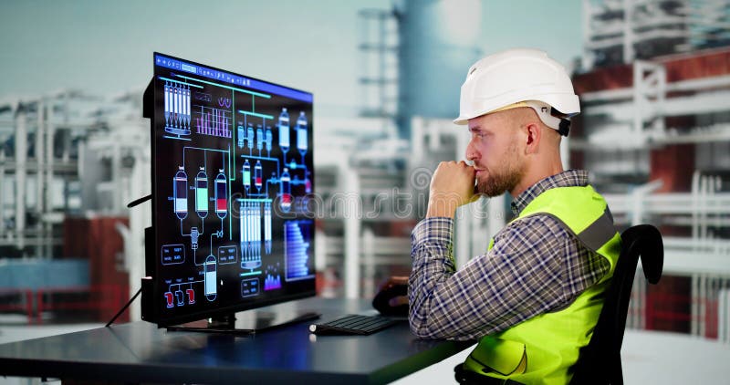 Industrial Office Building with Computer Automation System Stock Photo ...