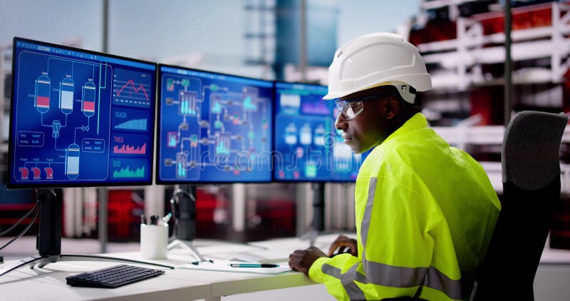 Industrial Data Automation System on Computer Stock Image - Image of ...