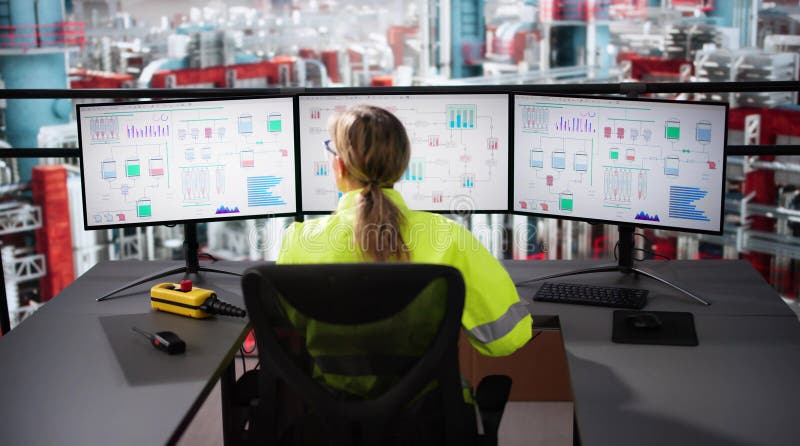 Industrial Data Automation System on Computer Stock Image - Image of ...