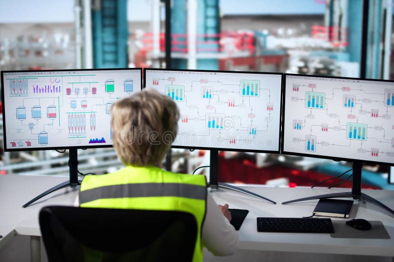Industrial Data Automation System on Computer Stock Image - Image of ...