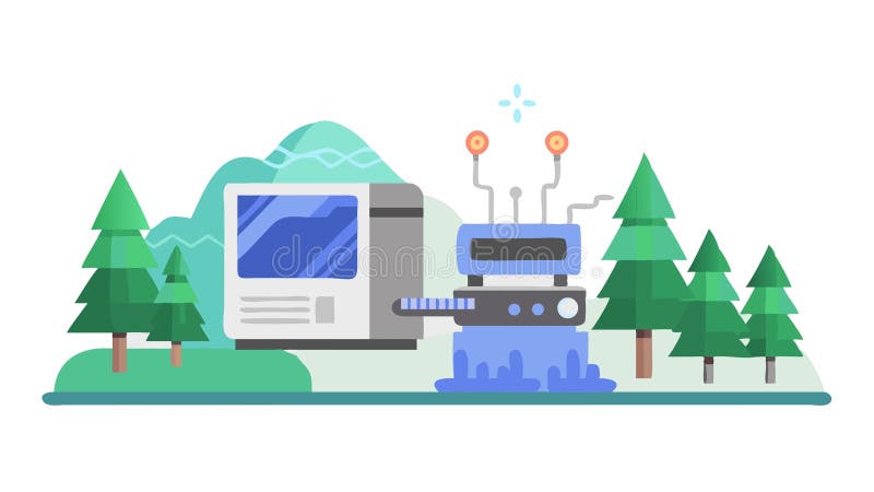 Industrial Data Processing: Tech Manufacturing, Vector Design ...