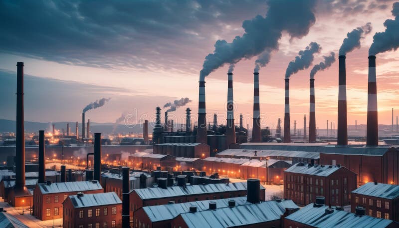 Industrial Dawn at a Factory Complex Stock Image - Image of industrial ...