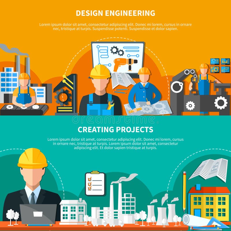 Industrial Design Banners Collection Stock Vector - Illustration of ...
