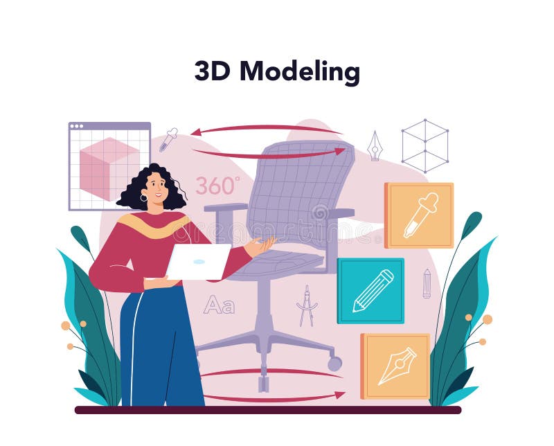 Industrial Design 3d Modeling Concept. Artist Creating Modern ...