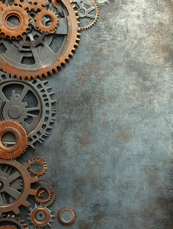 Industrial Design Featuring Gear Patterns in Gray and Rust Tones for a ...