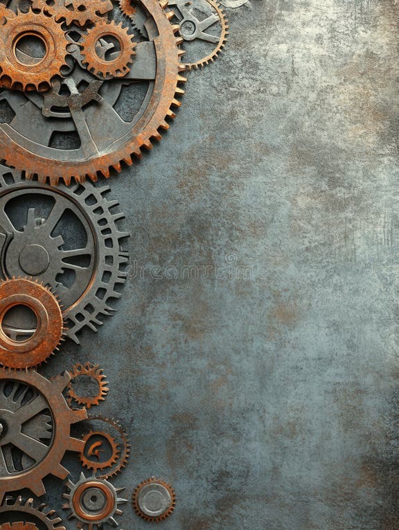 Industrial Design Featuring Gear Patterns in Gray and Rust Tones for a ...