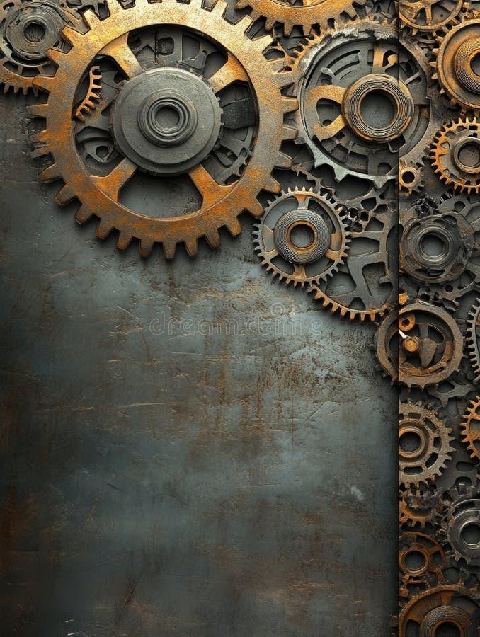 Industrial Design Featuring Large Gears on a Textured Metallic ...