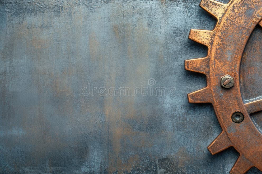 Industrial Design with Gear Patterns in Gray and Rust Tones Featuring a ...