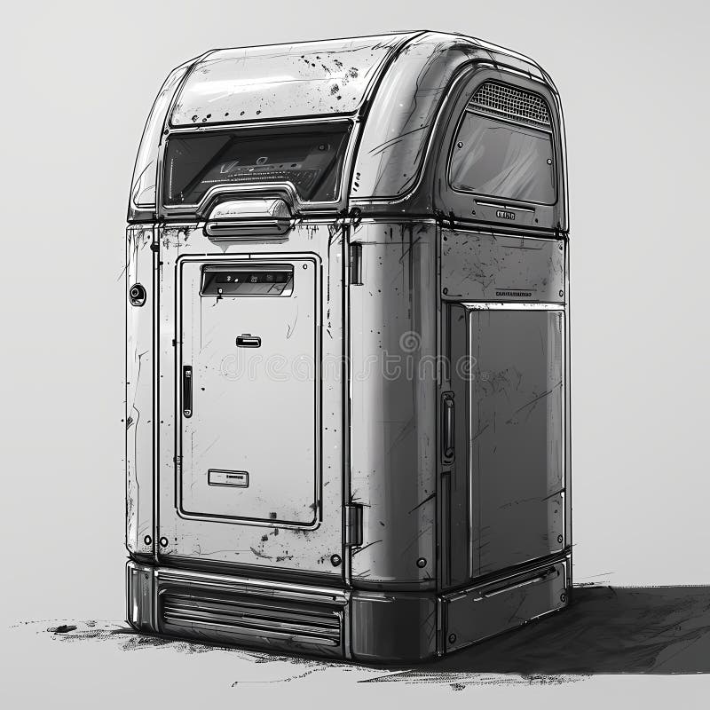 Industrial Design Pencil Sketch Technical Drawing, a Grey Rectangular ...