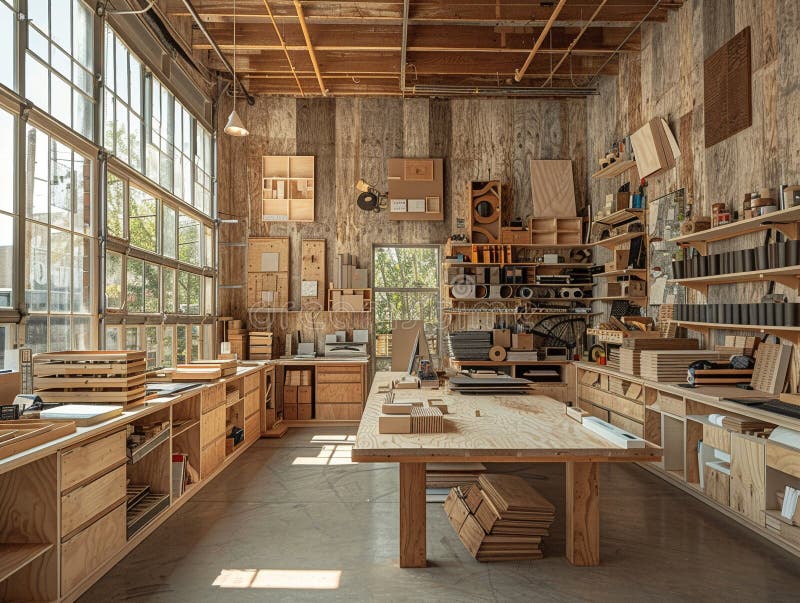 Industrial Design Workshop with Raw Materials Prototype Models Stock ...