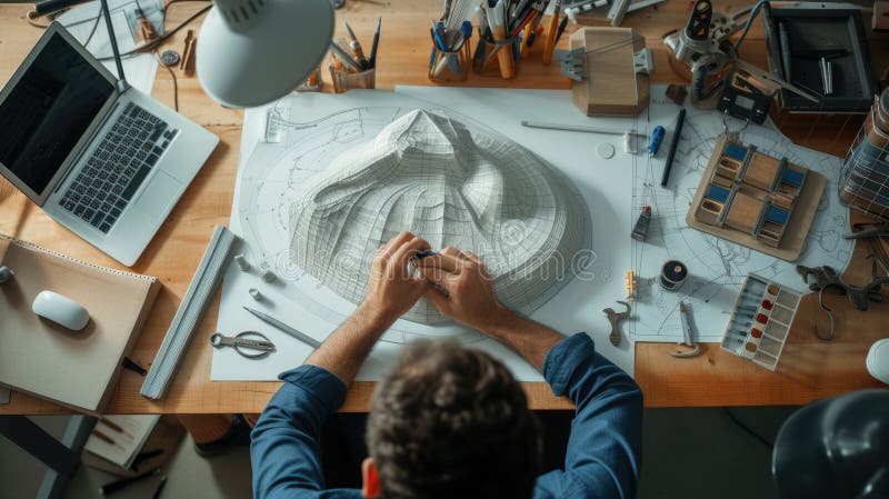 Industrial Designer Perfecting Prototype Model AIG41 Stock Photo ...