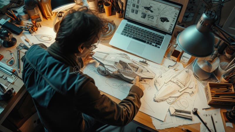 Industrial Designer Perfecting Prototype Model AIG41 Stock Photo ...