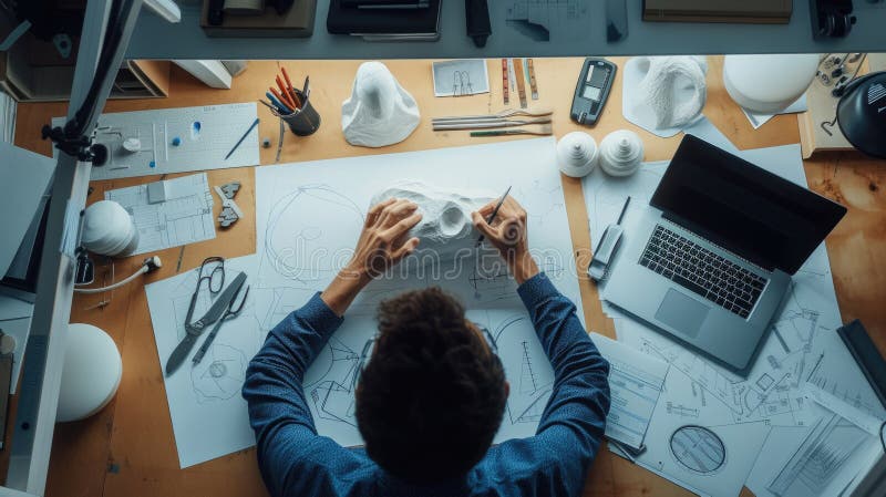 Industrial Designer Perfecting Prototype Model AIG41 Stock Photo ...