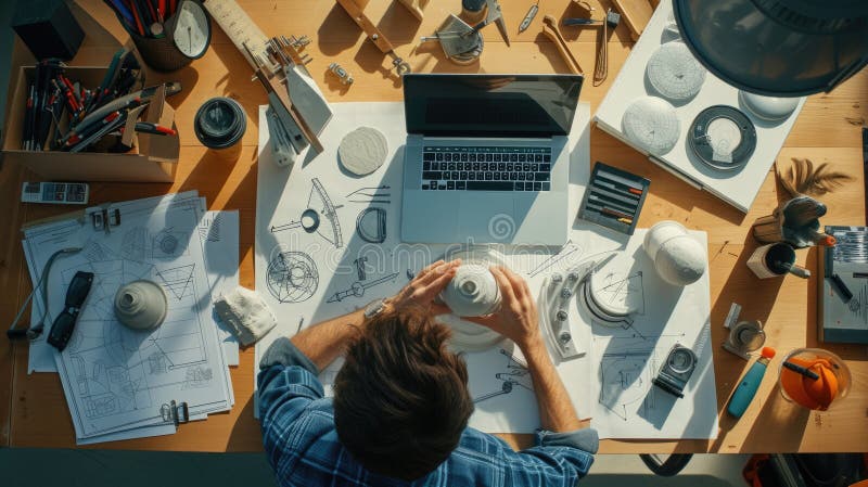 Industrial Designer Perfecting Prototype Model AIG41 Stock Photo ...