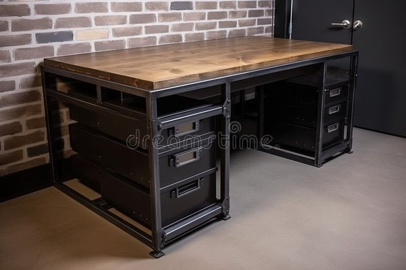 Industrial Desk with Sleek and Minimalist Design Stock Illustration ...