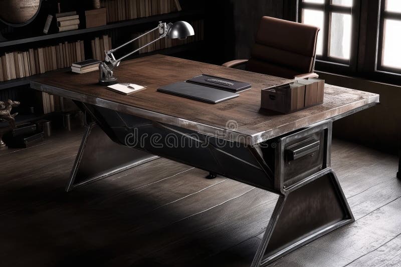 Industrial Desk with Sleek and Minimalist Design Stock Illustration ...