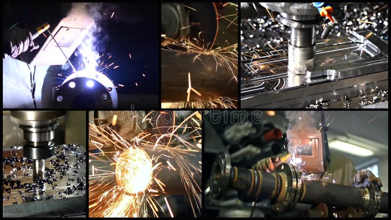 Industrial Details. Collage Including Milling Machines and People at ...