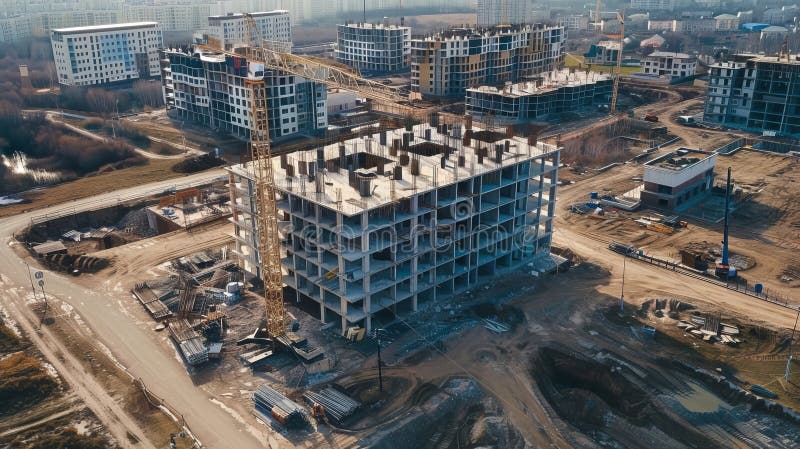 Industrial Development Construction Site Engineering of Building Under ...