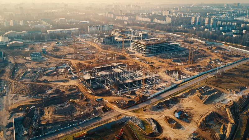 Industrial Development Construction Site Engineering of Building Under ...