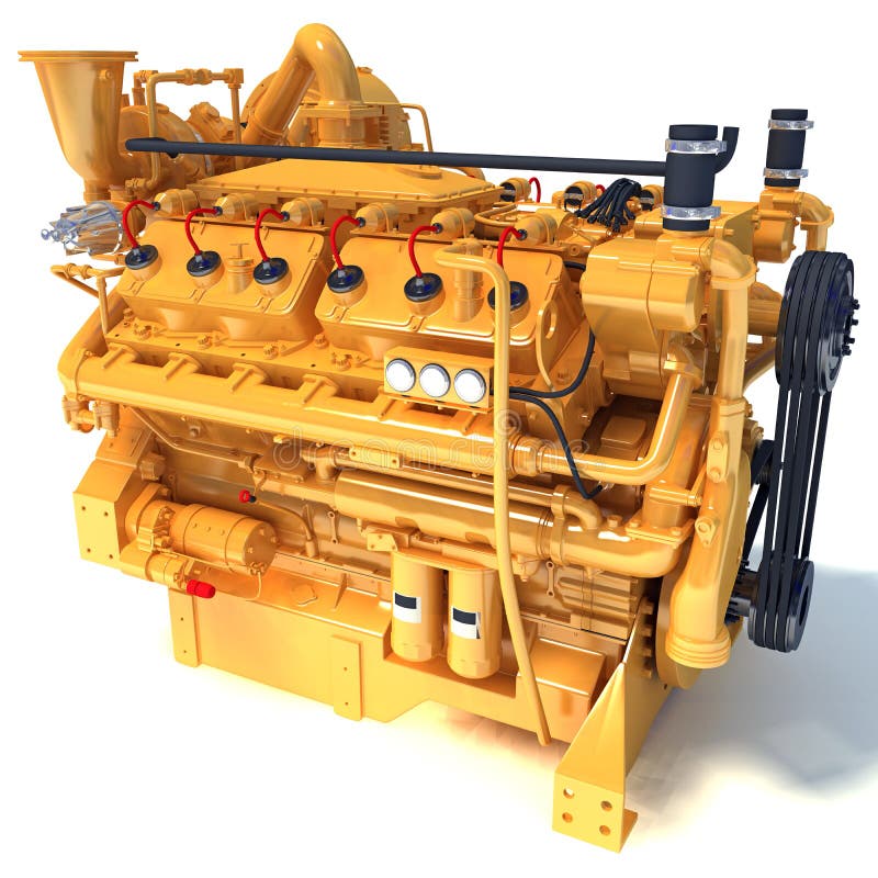 Industrial Diesel Engine 3D Rendering Stock Illustration - Illustration ...