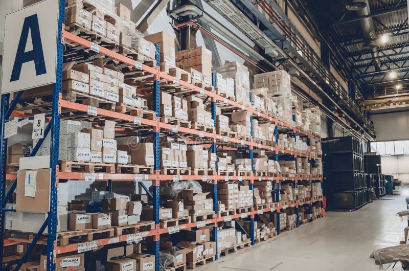 Industrial Distribution, Composition. Storage with High Shelves, Cargo ...