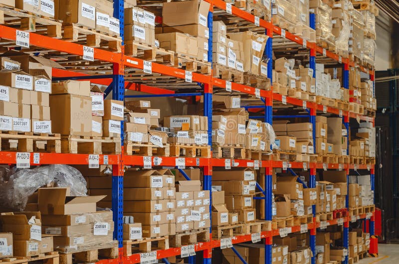 Industrial Distribution, Composition. Storage with High Shelves, Cargo ...