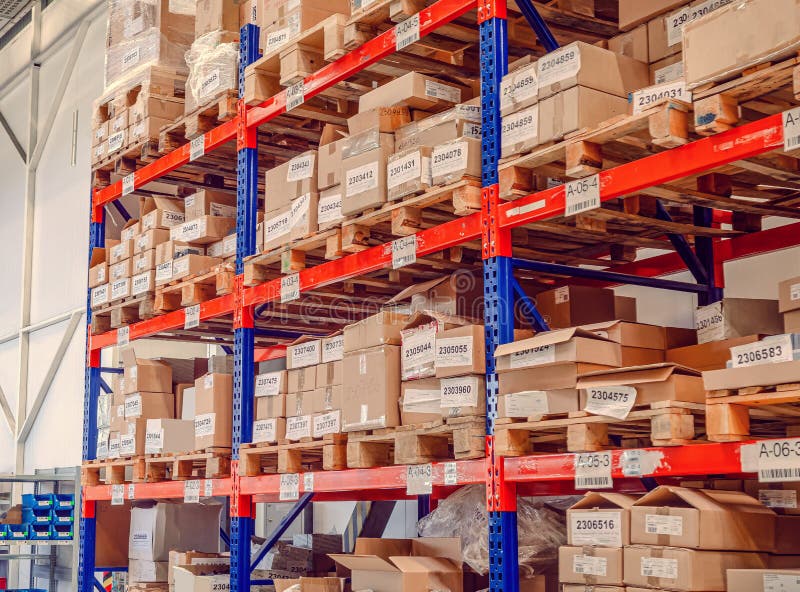 Industrial Distribution, Composition. Storage with High Shelves, Cargo ...