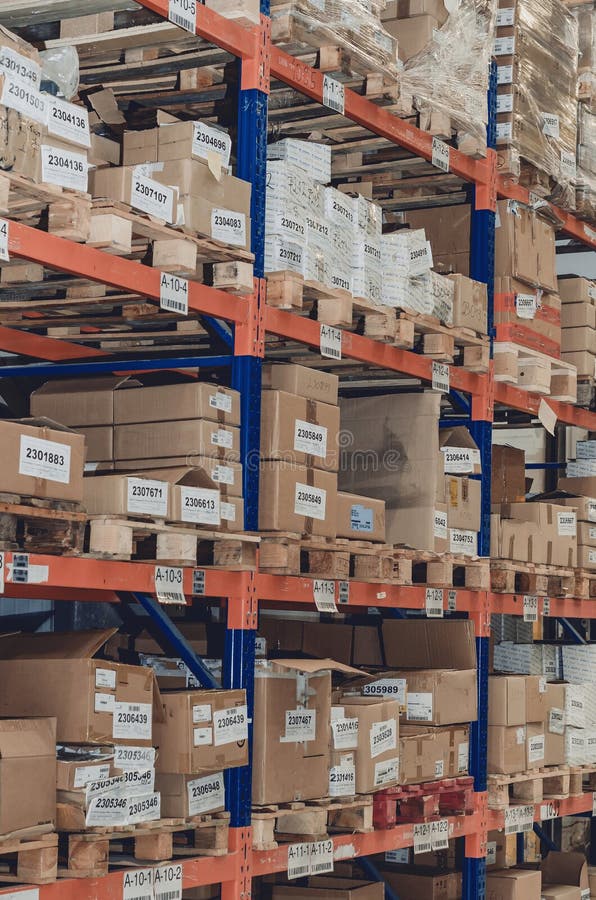 Industrial Distribution, Composition. Storage with High Shelves, Cargo ...