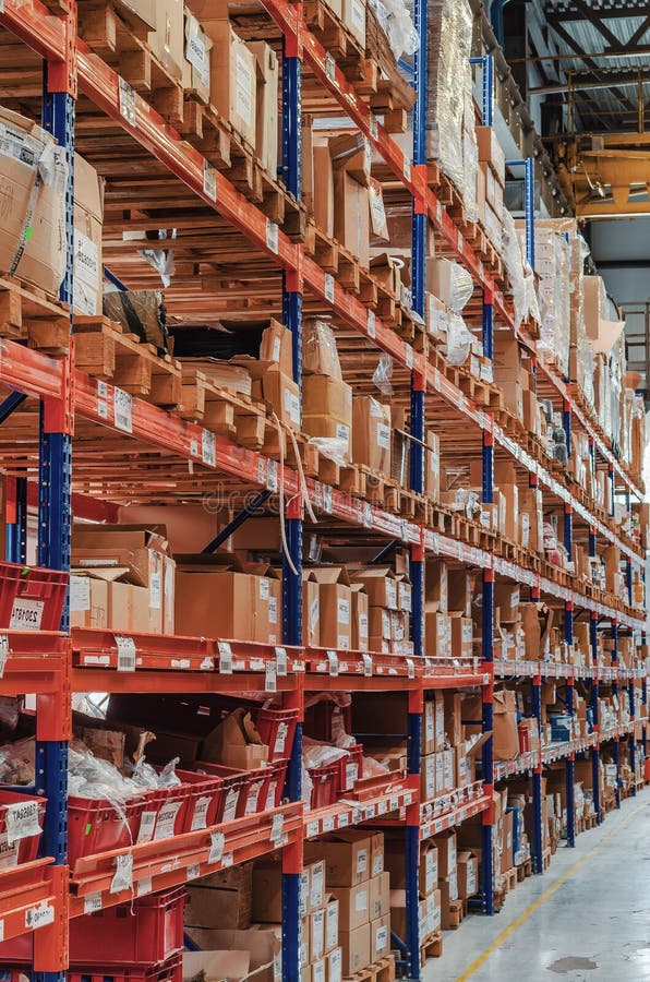 Industrial Distribution, Composition. Storage with High Shelves, Cargo ...